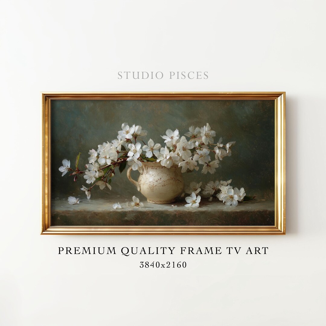 White Blossom Still Life Frame TV Art | 4K 16:9 Digital Download ...