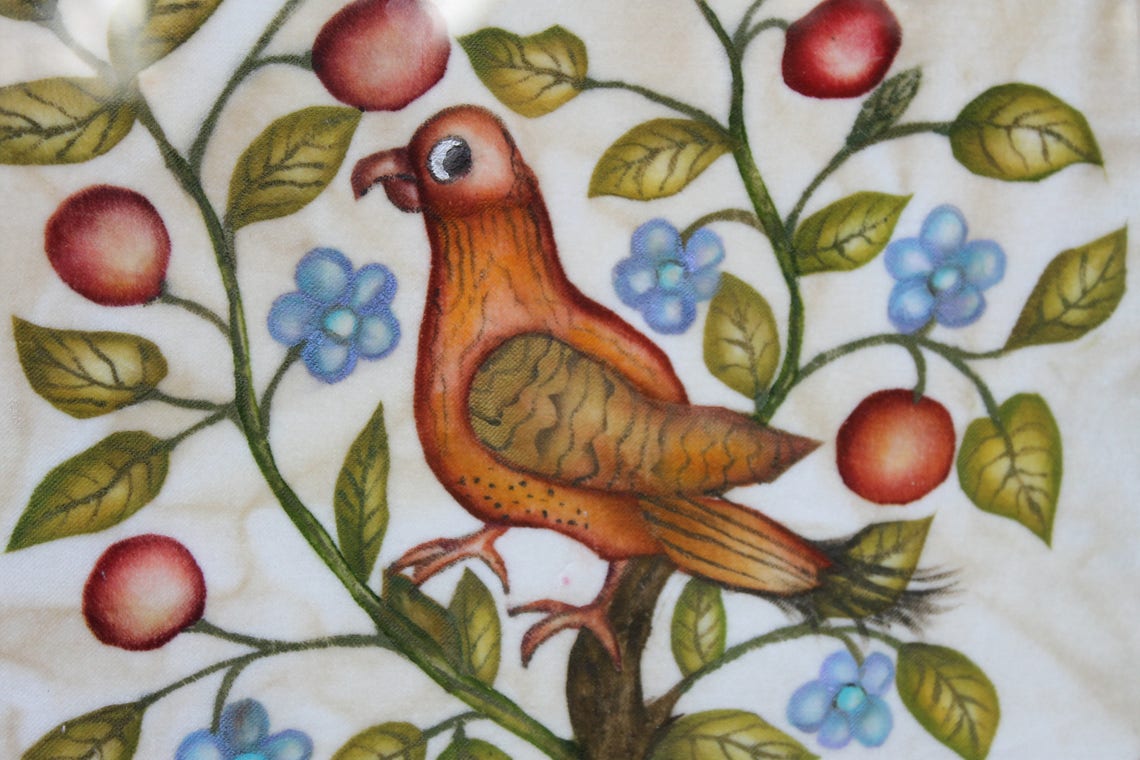 Noreens Theorem Painting with Fractur Style Bird in Tree 14 x | Etsy