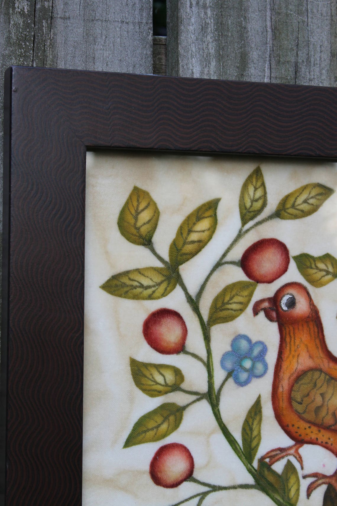 Noreens Theorem Painting with Fractur Style Bird in Tree 14 x | Etsy