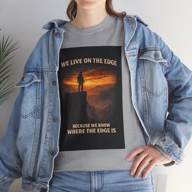 Adventure Shirt: We Live on the Edge Graphic Tee, Motorcycle Rider ...