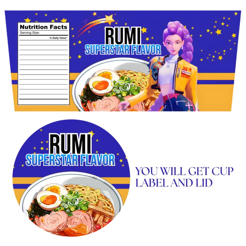 Kpop Demon Hunters Cup Noodle Labels, Anime Cosplay Party Decor ...