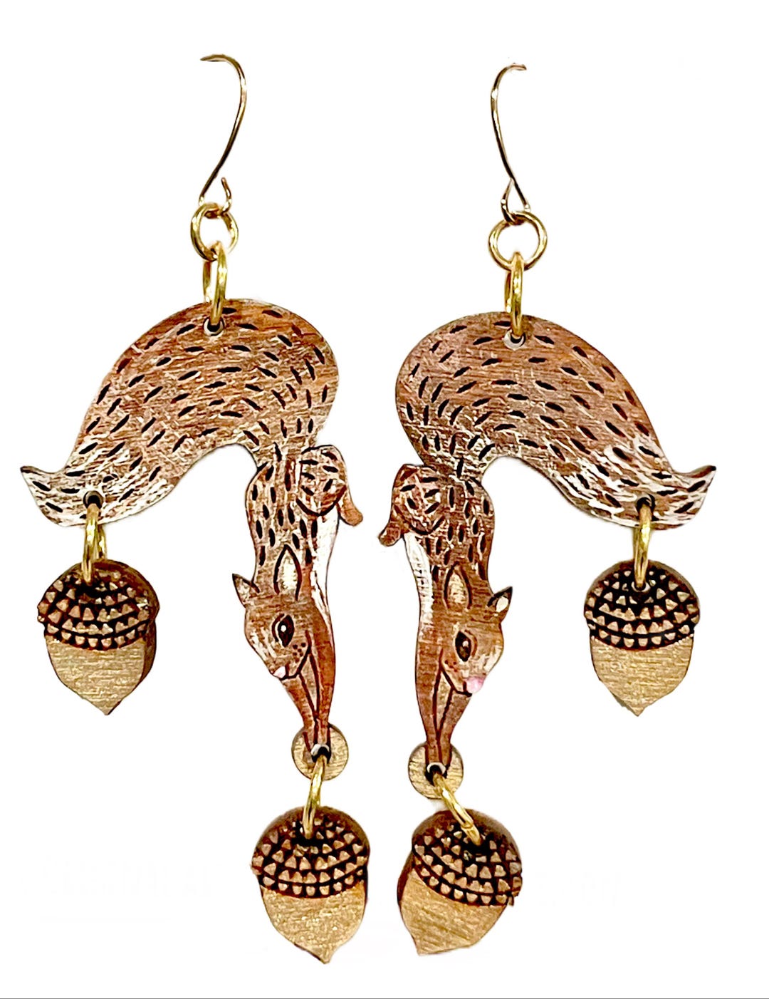 Squirrel Earrings, Nature Earrings, Handmade Earrings, Wood Earrings ...