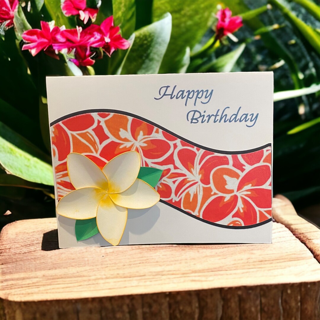 Happy Birthday Plumeria Card - Etsy
