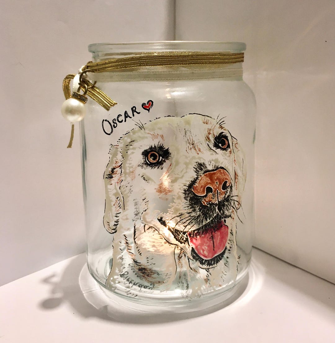 Custom Canine Pet Portrait Jar | Bespoke Hand Painted Dog Memorial Gift ...