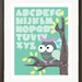 Owl ABC Children's Wall Art Print 8x10 (green) - Etsy