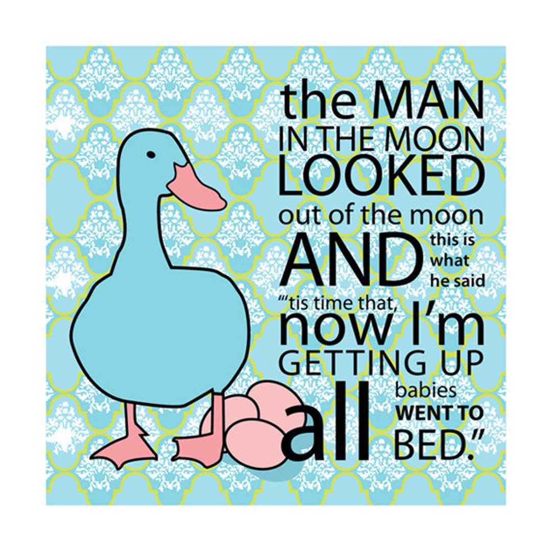 Goodnight Mother Goose, Children's Nursery Art Giclée, Wall Print, Home ...