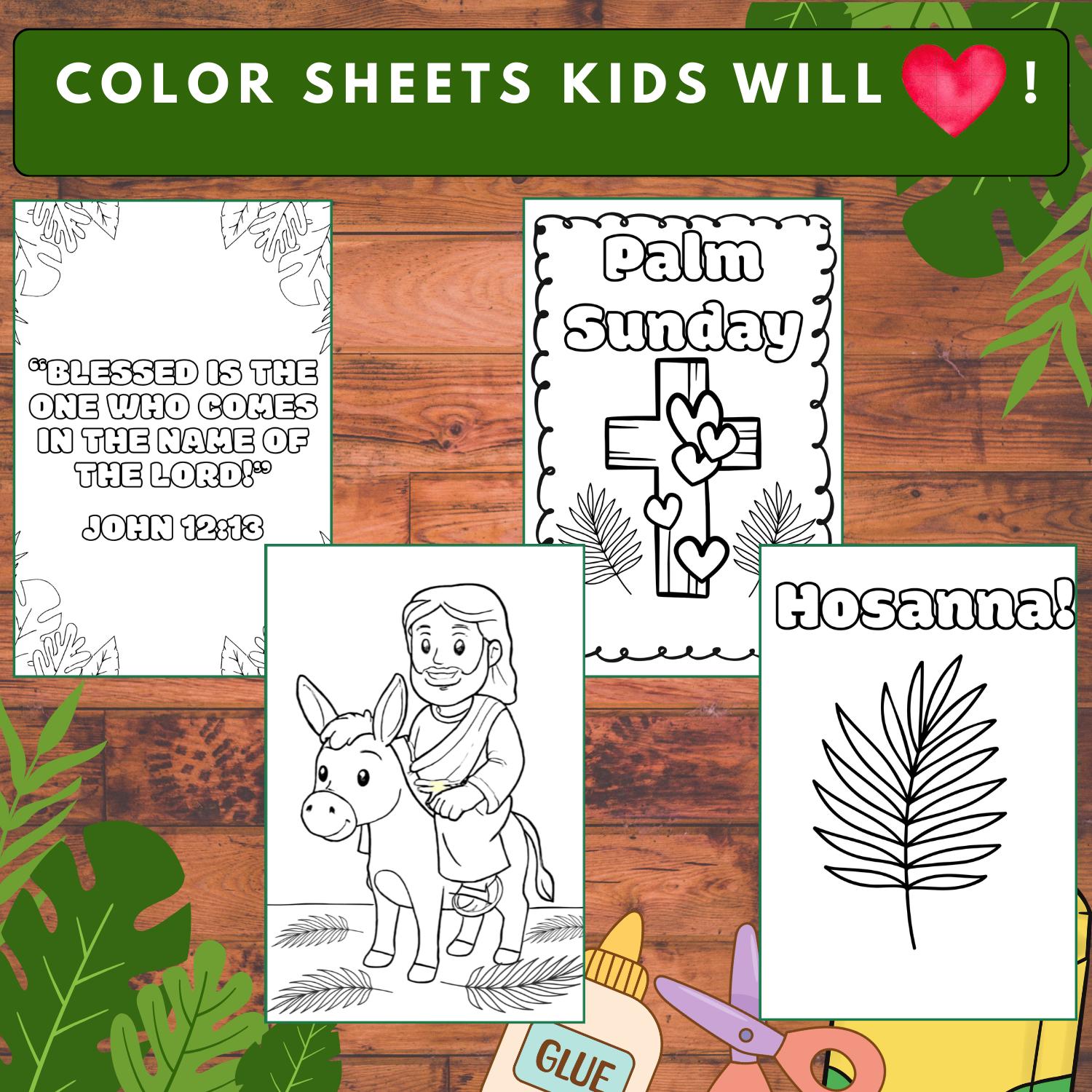 Palm Sunday Color Sheets, Activity Page, and Craft. for Preschool - 1st ...
