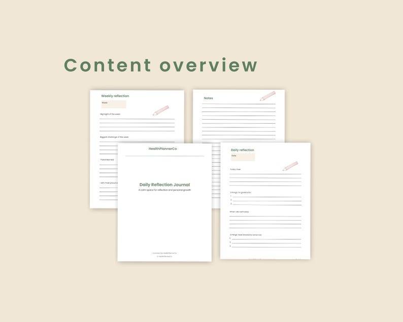 Daily Reflection Journal Printable PDF – Self-care, Gratitude ...