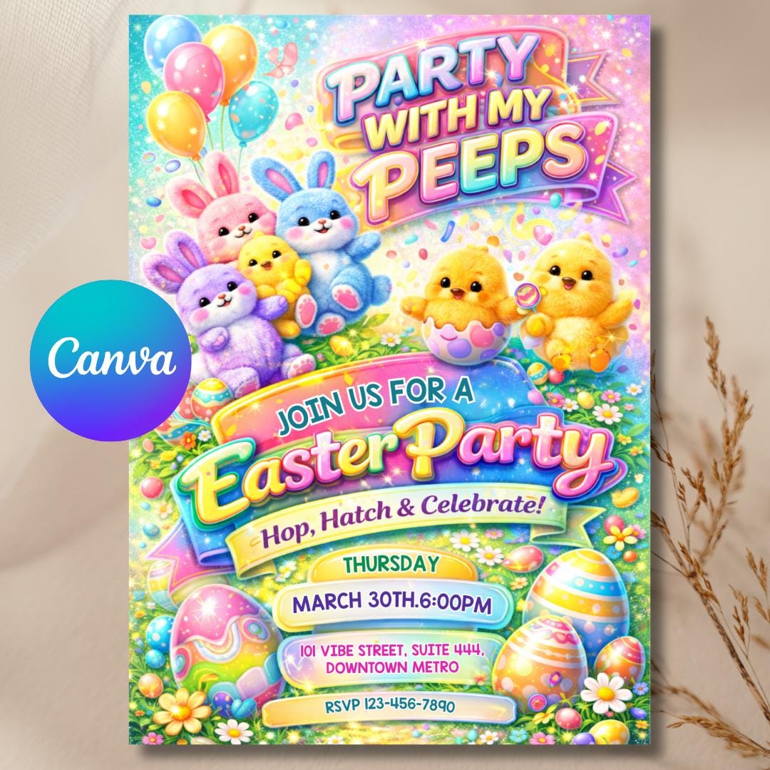 Easter Egg Hunt Invitation, Easter Bunny Invitation, My Peeps Hop on ...