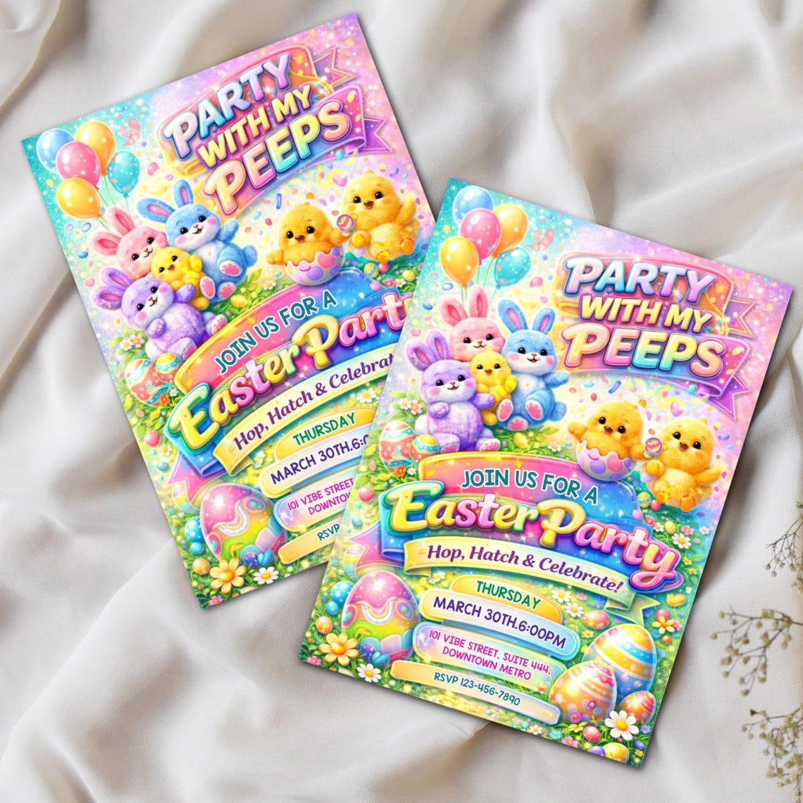 Easter Egg Hunt Invitation, Easter Bunny Invitation, My Peeps Hop on ...