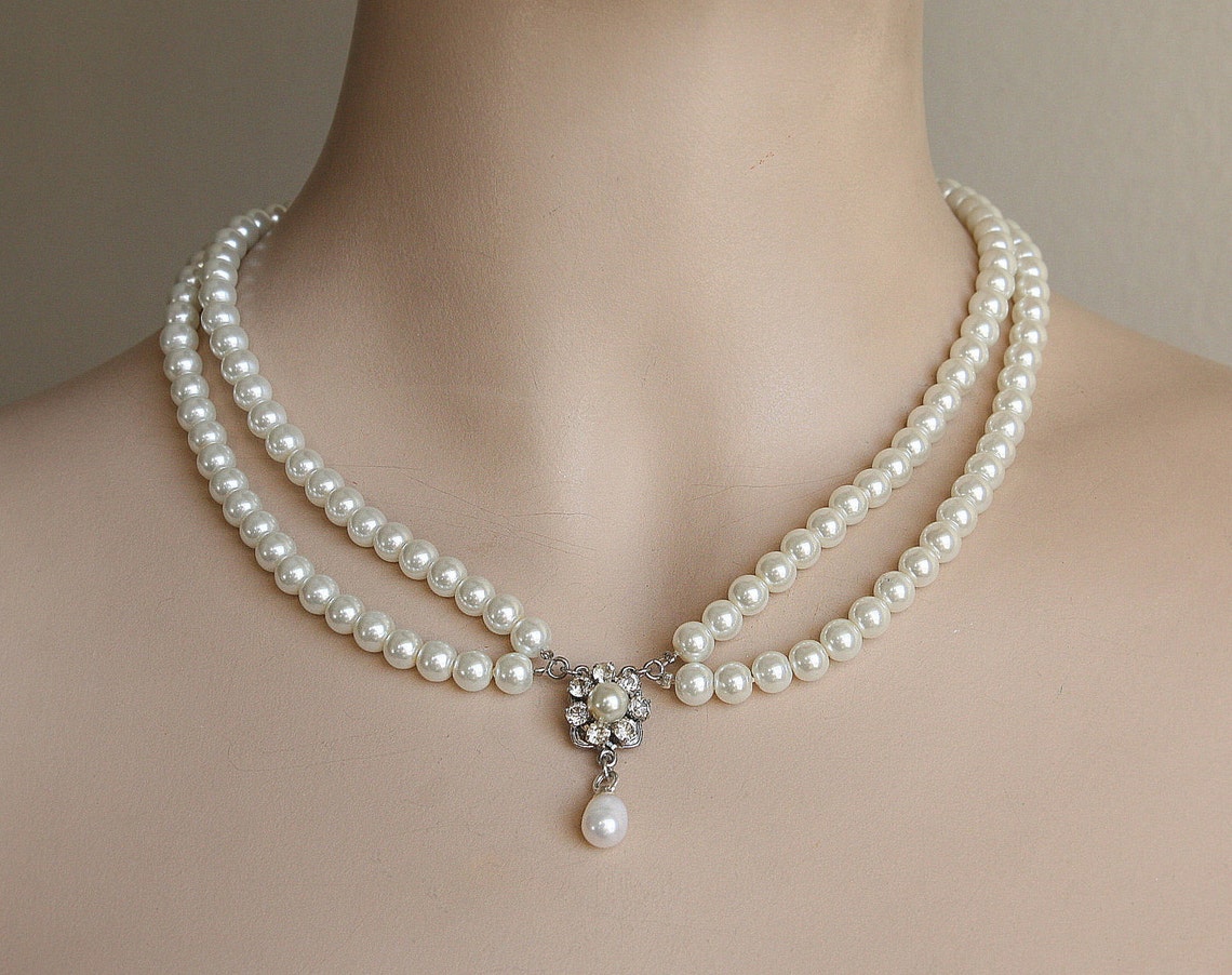 Bridal Necklace Pearl Necklace Victorian Bride Necklace Etsy