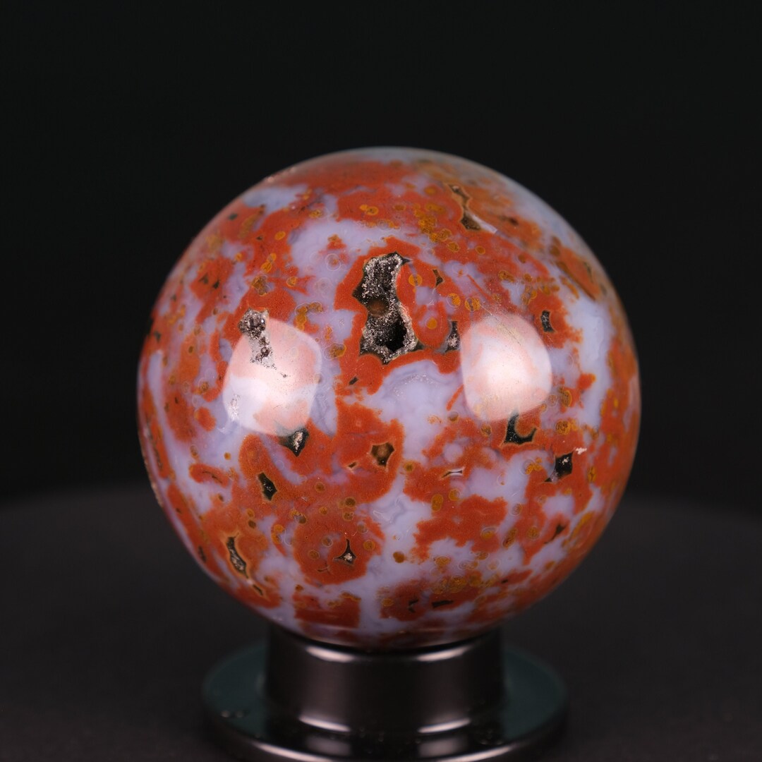 51MM - Vein 3 or 4 Old Stock Natural Ocean Jasper Jelly Sphere ...