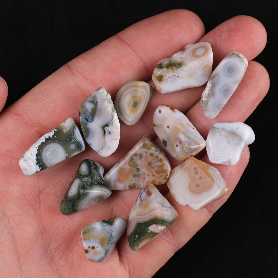 Stunning Grade A Gemmy Vein 8 Natural Marovato Ocean Jasper Stone Tumbles - Lots of Orbs, Lots ...
