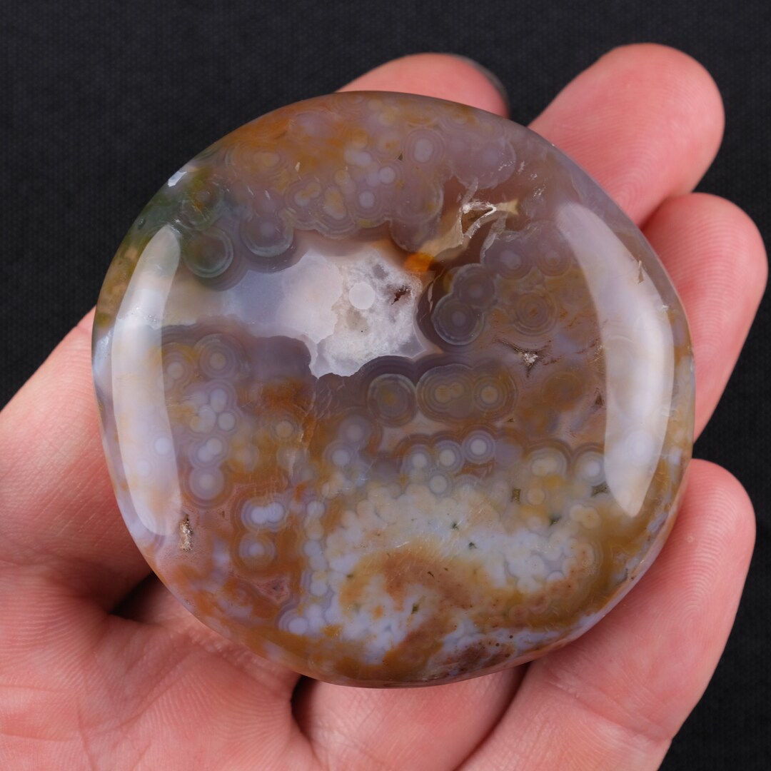 Vein 8 Natural Marovato Ocean Jasper Palm Stone Translucent Jelly #P71 ...