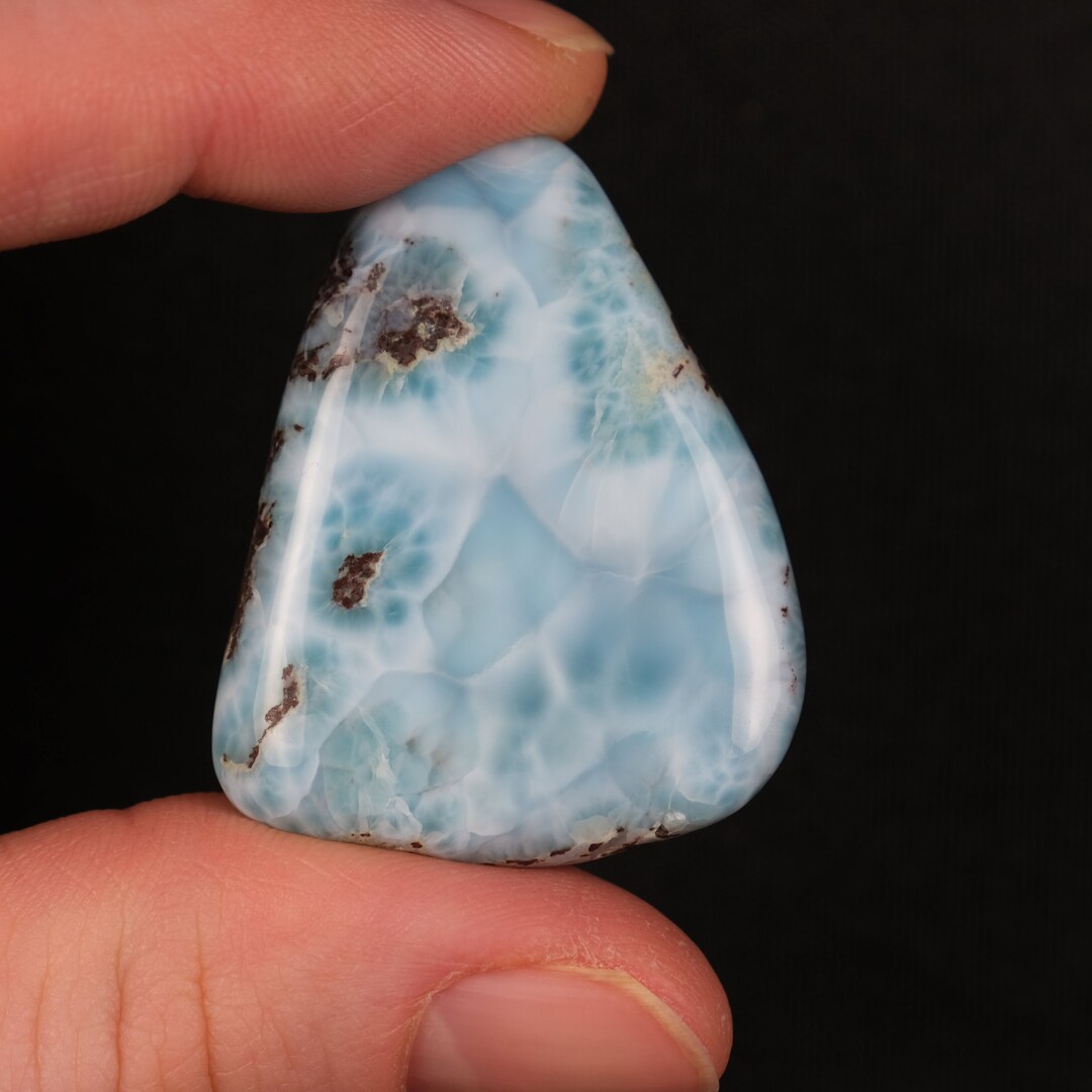 Grade A Gemmy - Reversible Natural Designer Larimar Freeform Palm or ...