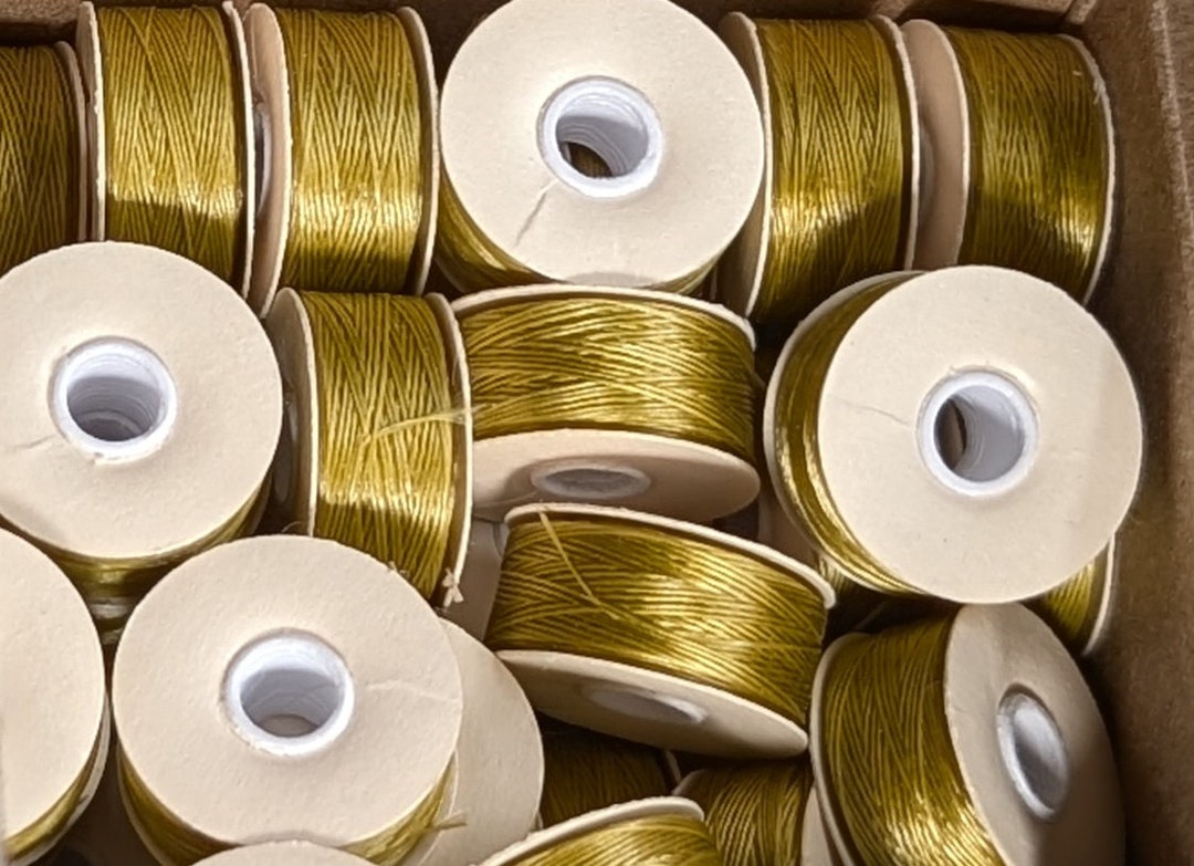 New Color! 80 Count Box - BRASS / OLD GOLD Nymo Size D Bonded Nylon ...