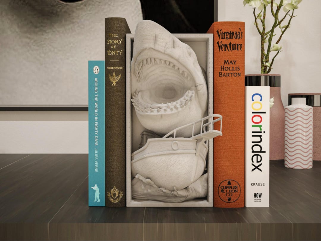Jaws Book Nook STL File for 3D Printing, Ocean Wall Mount Decor ...