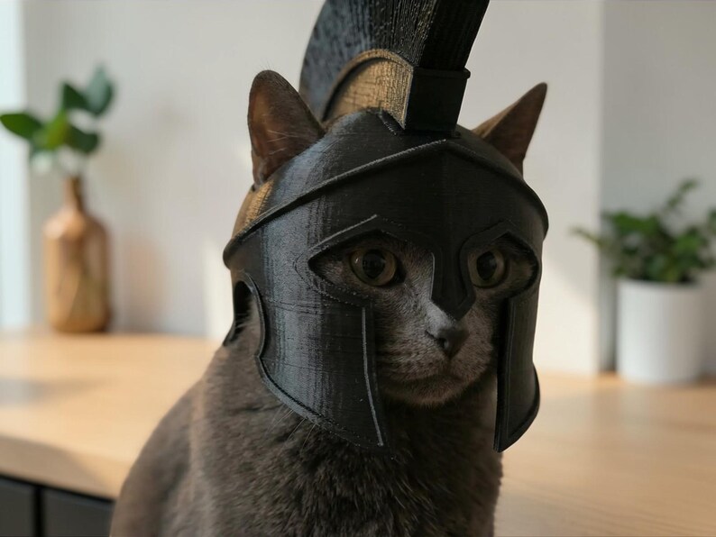 Spartan Warrior Cat Helmet STL File for 3D Printing, Ancient Greek ...
