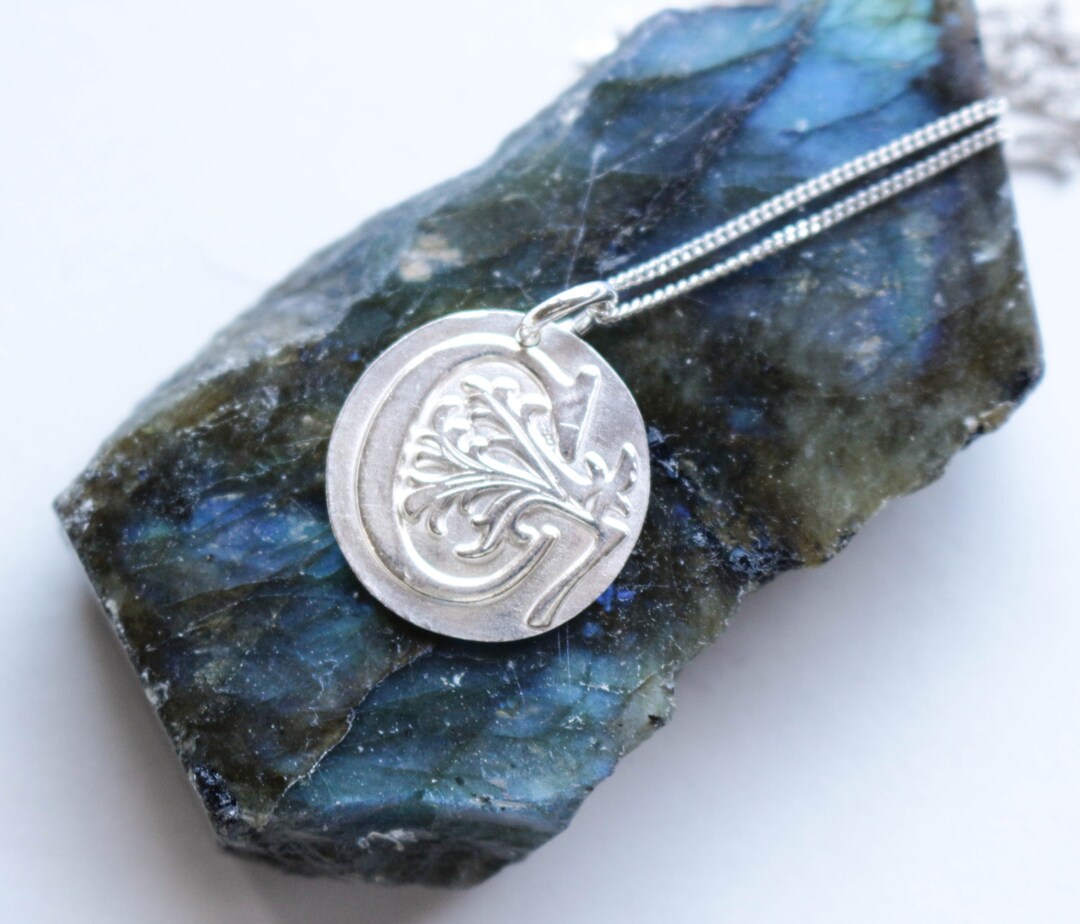 C Monogram Pendant PMC , Initial Pendant , Wax Seal Pendant C ...