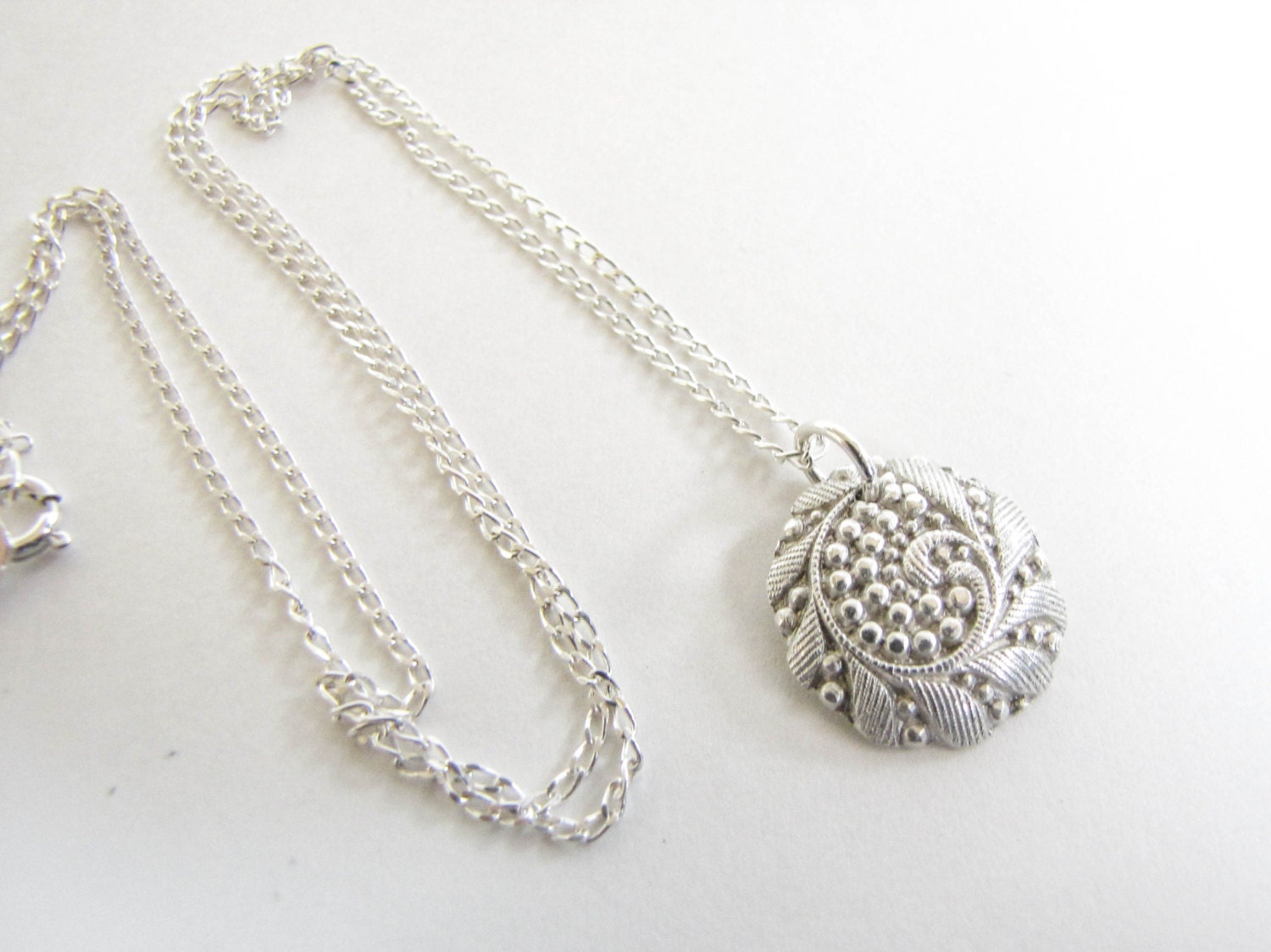 PMC Pendant , Silver Leaf Necklace , Silver Necklace Floral , Fine ...