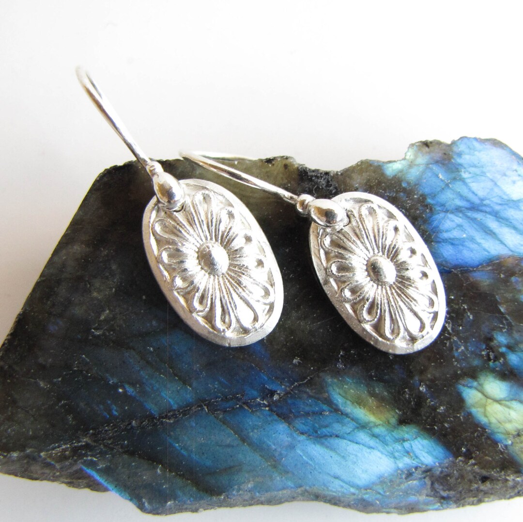 PMC Earrings Fine Silver , Pure Silver Textured Silver - Etsy