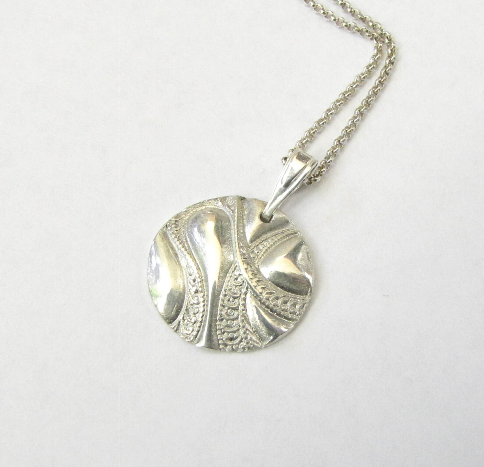 PMC Pendant , Wave Necklace , Minimalist Pendant , Fine Silver Necklace ...