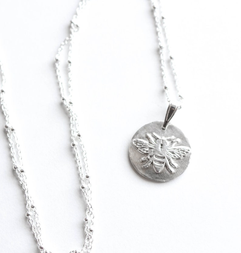 Silver Bee Necklace Bee Fine Silver Bee Pendant Bee | Etsy