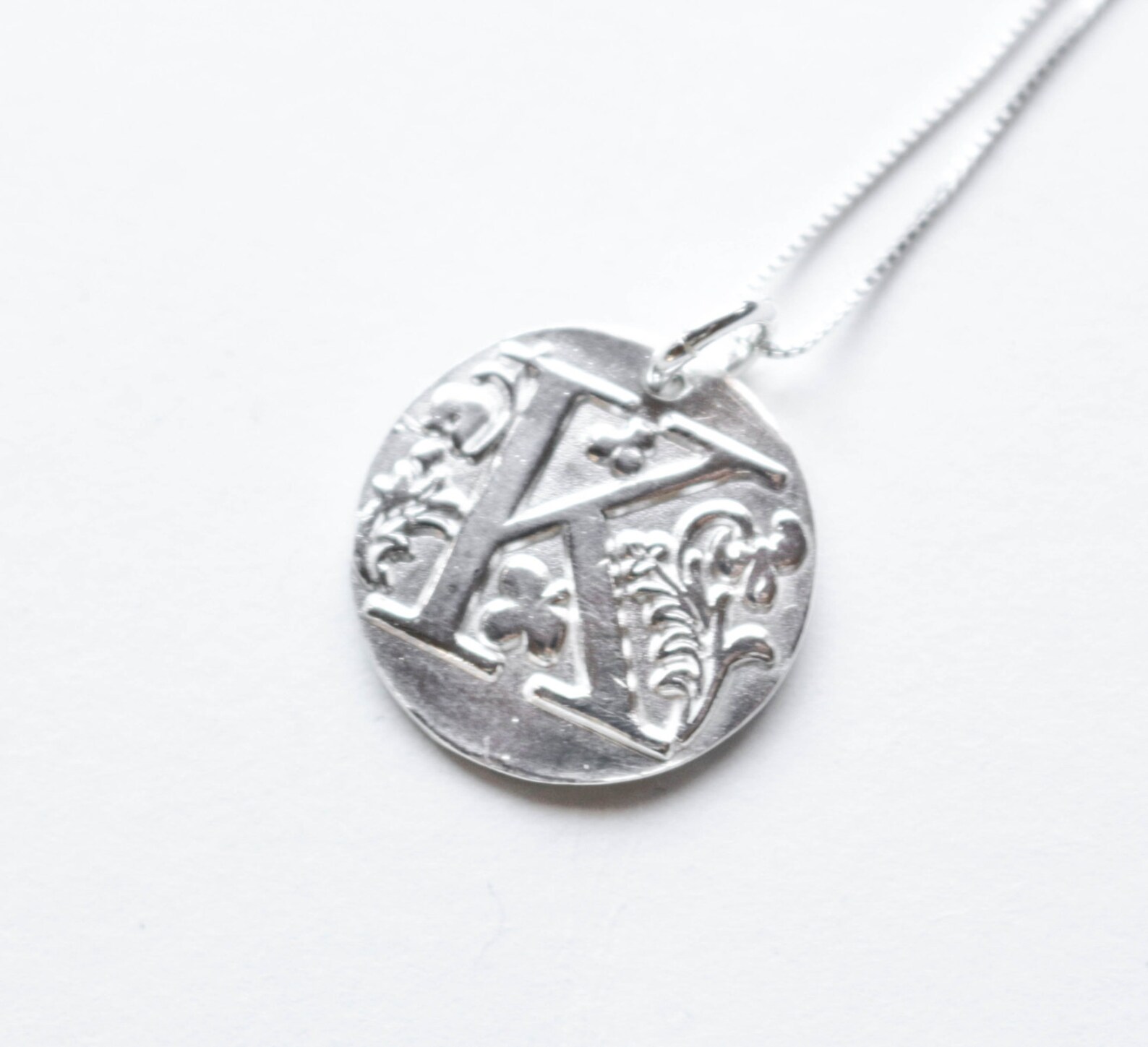 K Initial , Monogram Pendant , Initial Pendant , Initial Necklace , Wax ...