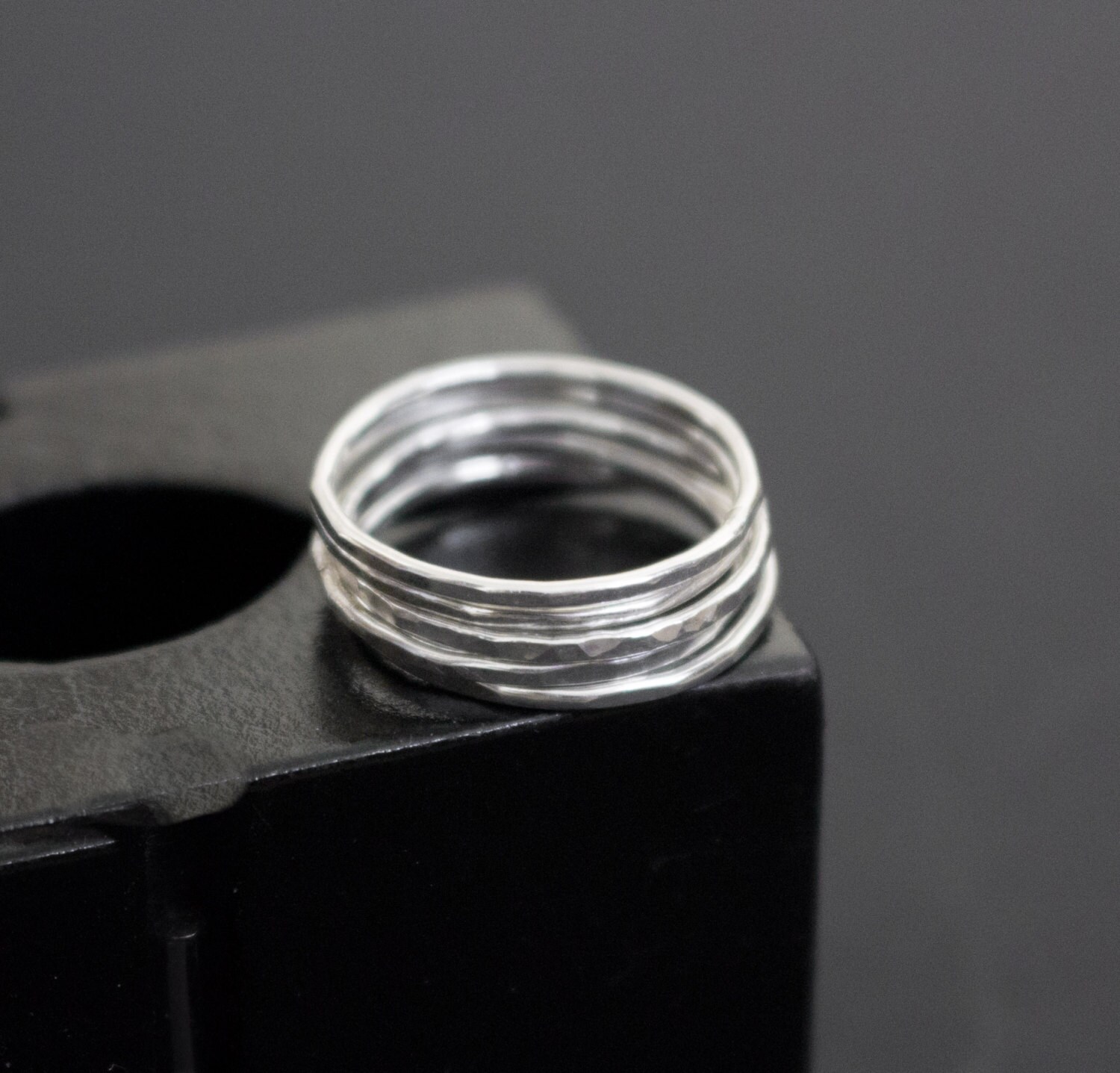 Sterling Silver Stackable Ring , Hammered Wire Ring , Textured ...