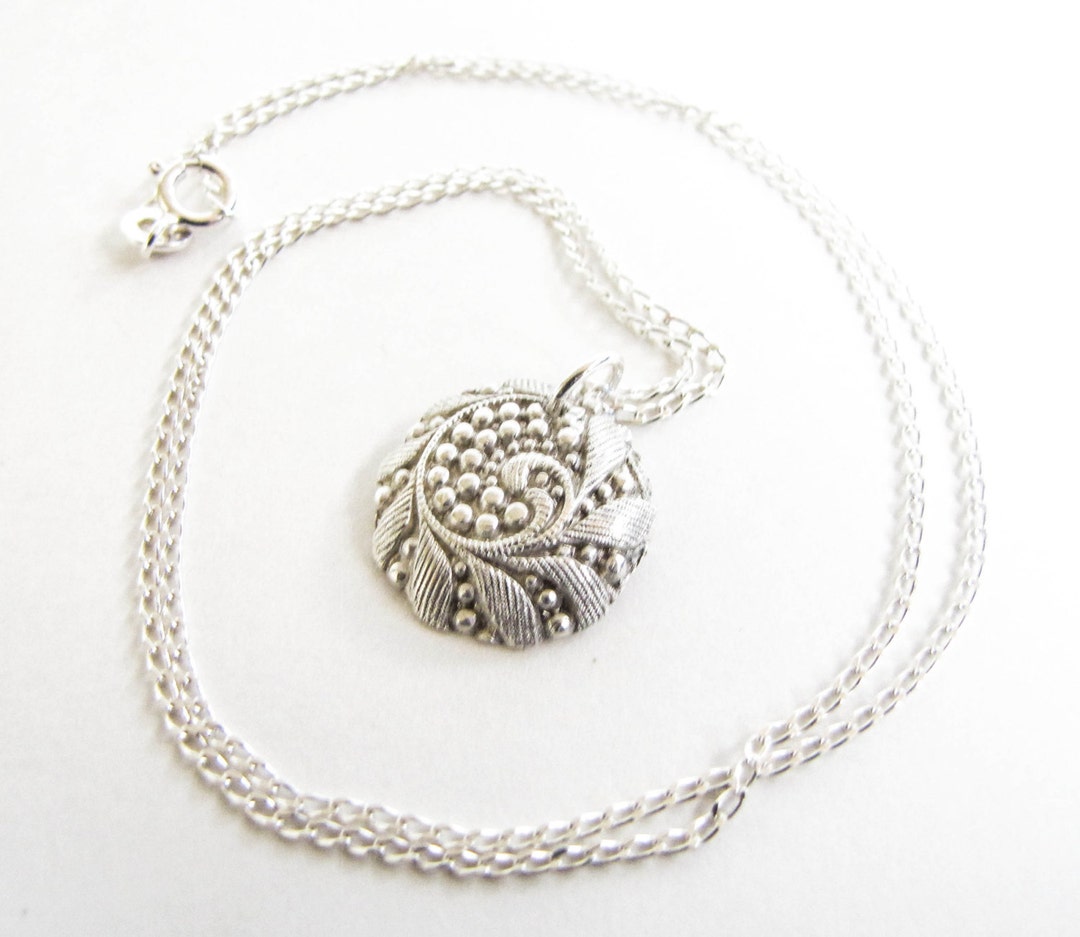 PMC Pendant , Silver Leaf Necklace , Silver Necklace Floral , Fine ...