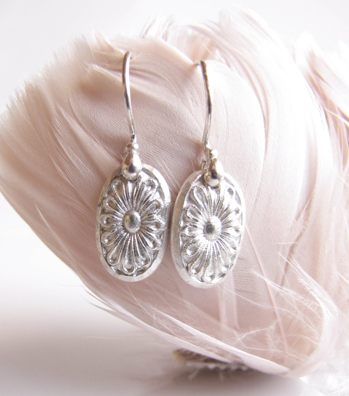 PMC Earrings Fine Silver , Pure Silver Textured Silver - Etsy