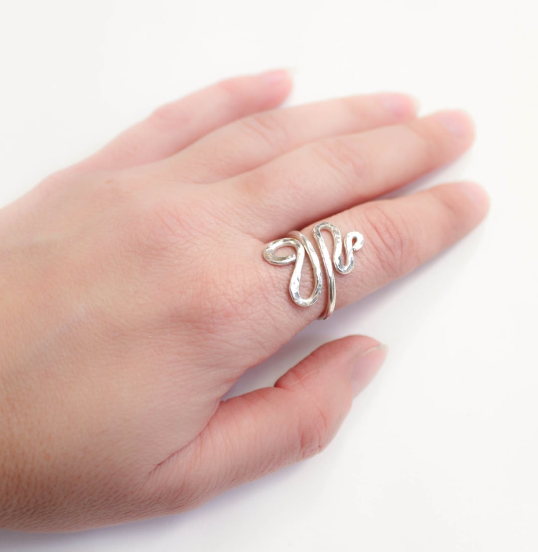 Adjustable Paisley Ring , Sterling Silver Swirl Ring, Hammered Wire ...