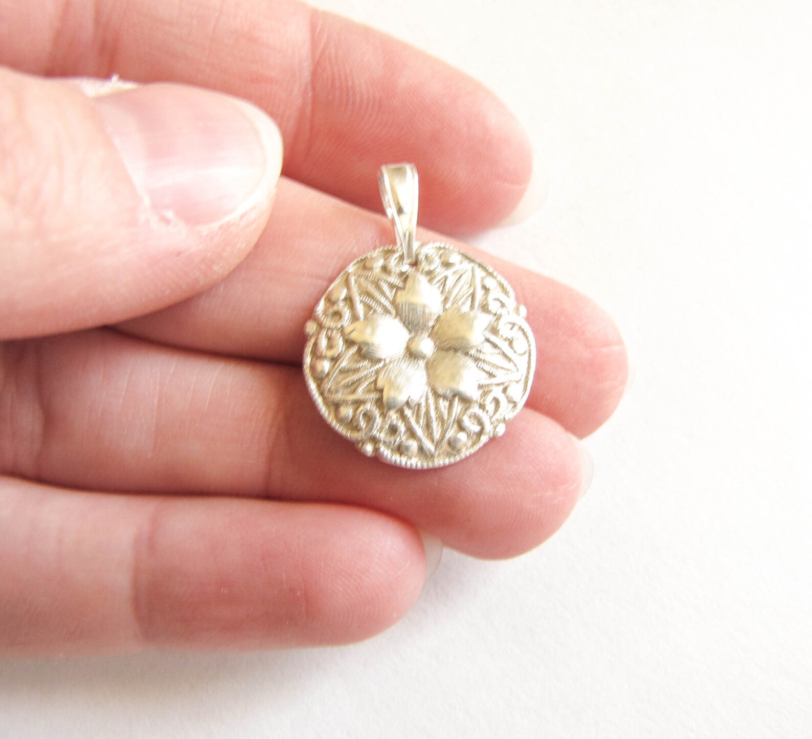 Silver Flower Pendant Fine Silver Floral Pendant Flower - Etsy