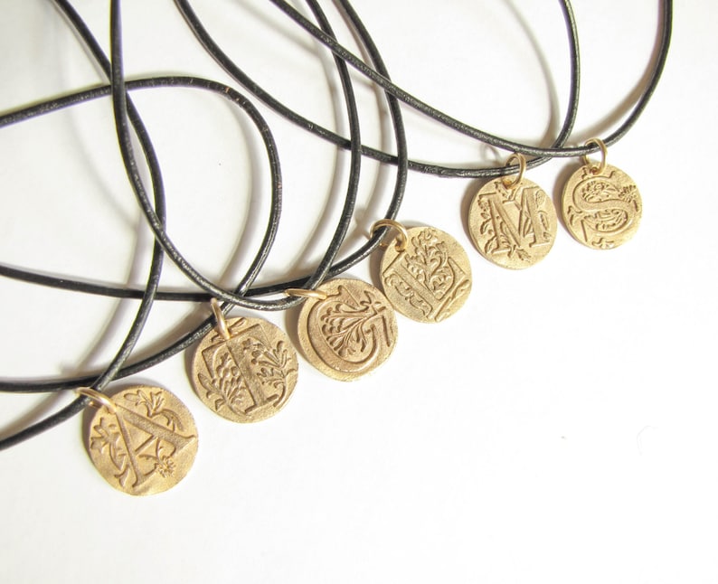 Initial Necklace C , Monogram Pendant "c" , Wax Seal Pendant ...