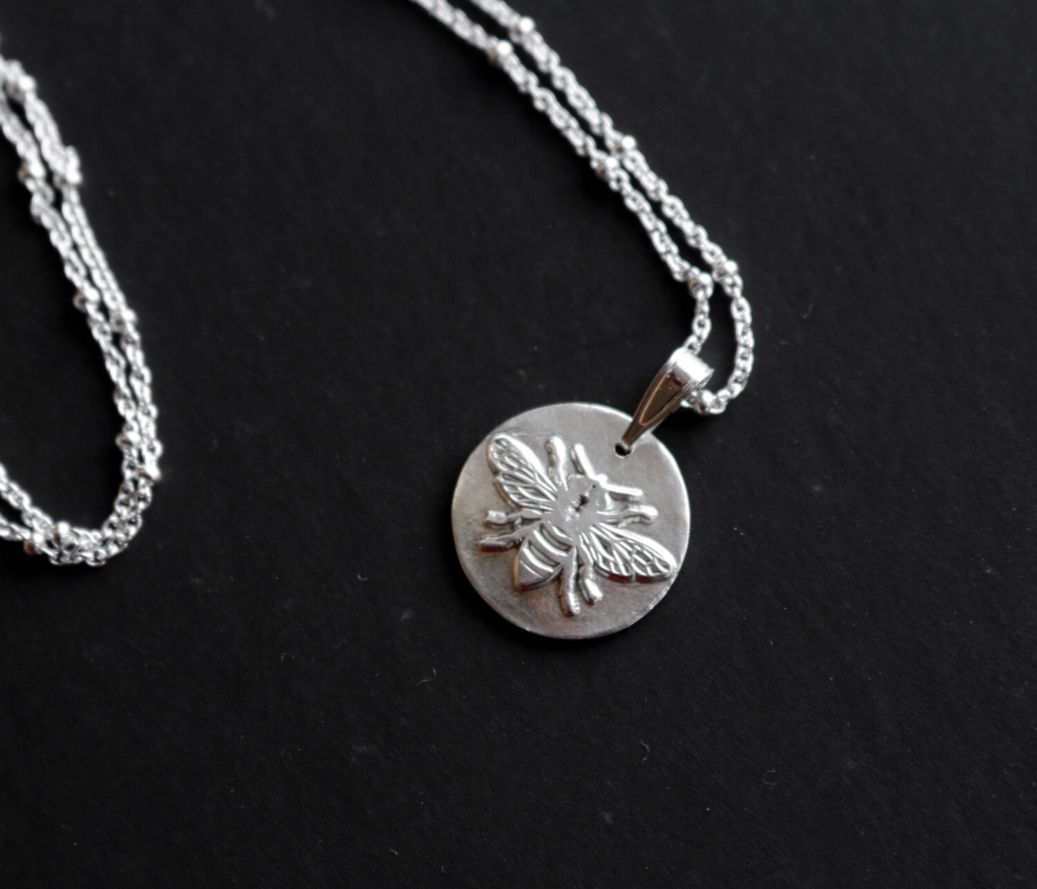 Silver Bee Necklace Bee Fine Silver Bee Pendant Bee | Etsy