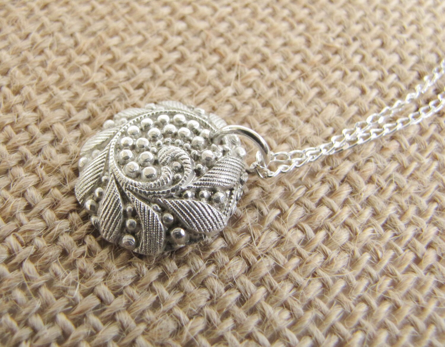 PMC Pendant , Silver Leaf Necklace , Silver Necklace Floral , Fine ...