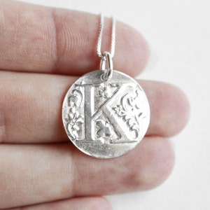 K Initial , Monogram Pendant , Initial Pendant , Initial Necklace , Wax ...