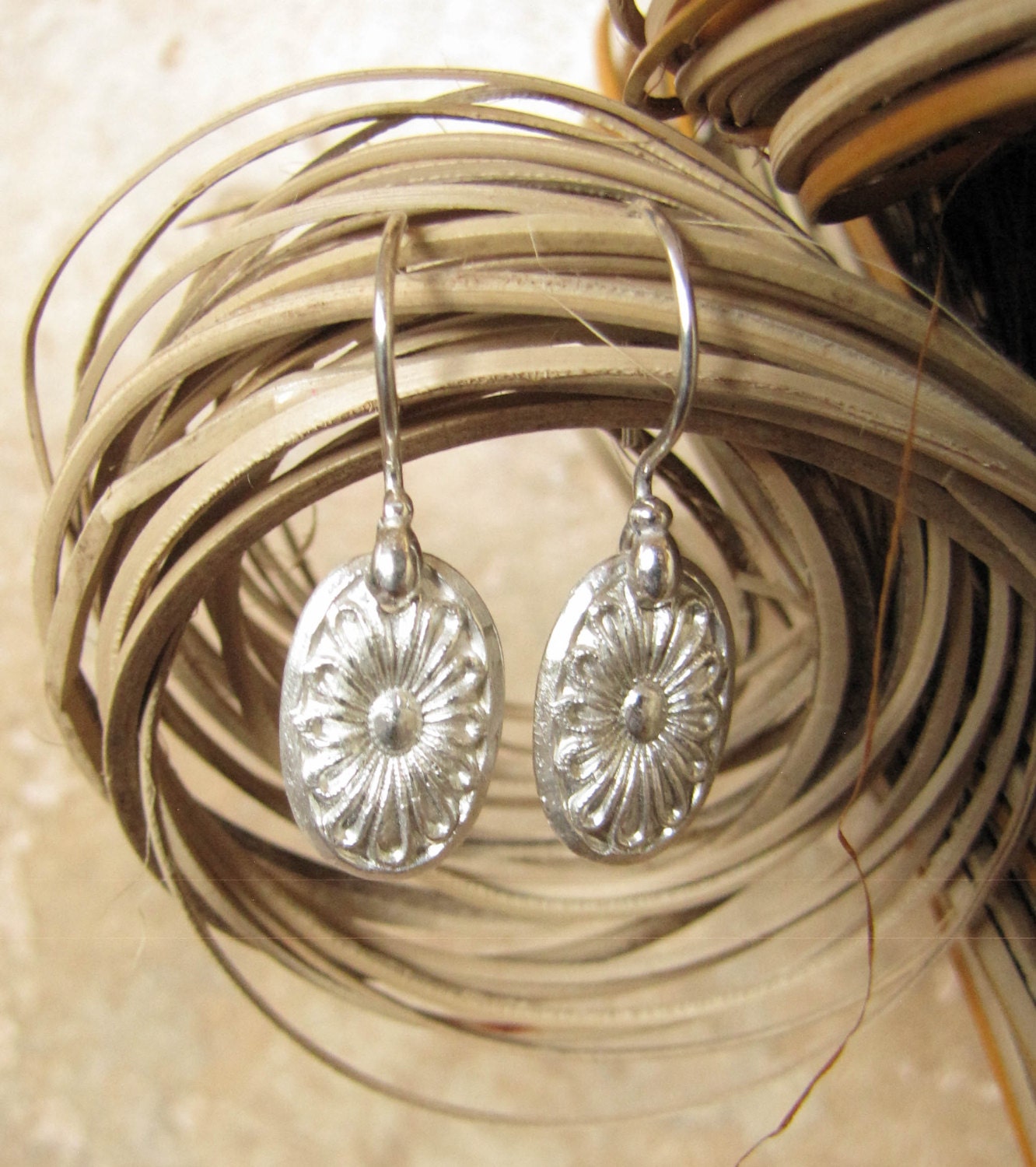 PMC Earrings Fine Silver , Pure Silver Textured Silver - Etsy