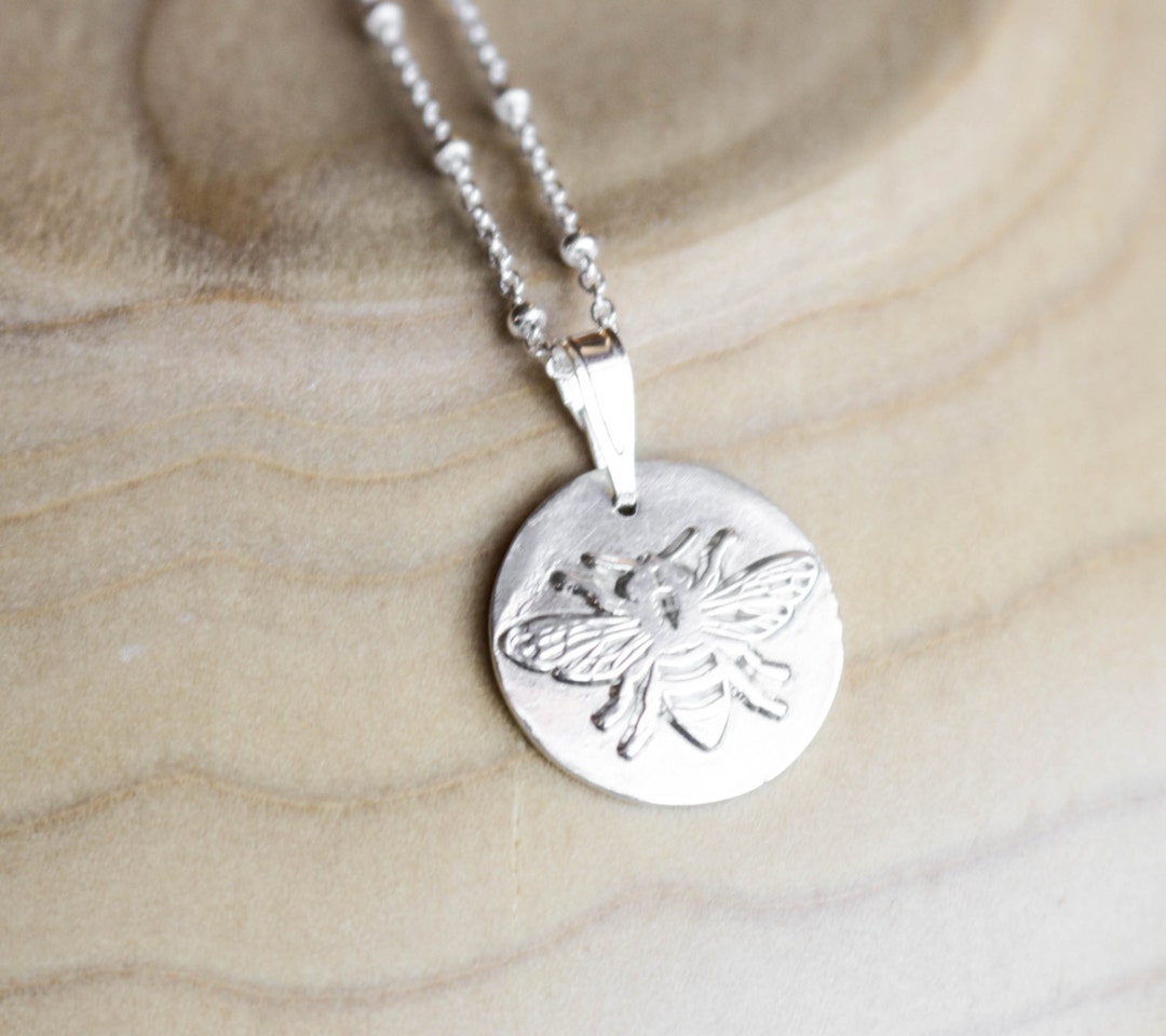 Silver Bee Necklace Bee Fine Silver Bee Pendant Bee - Etsy