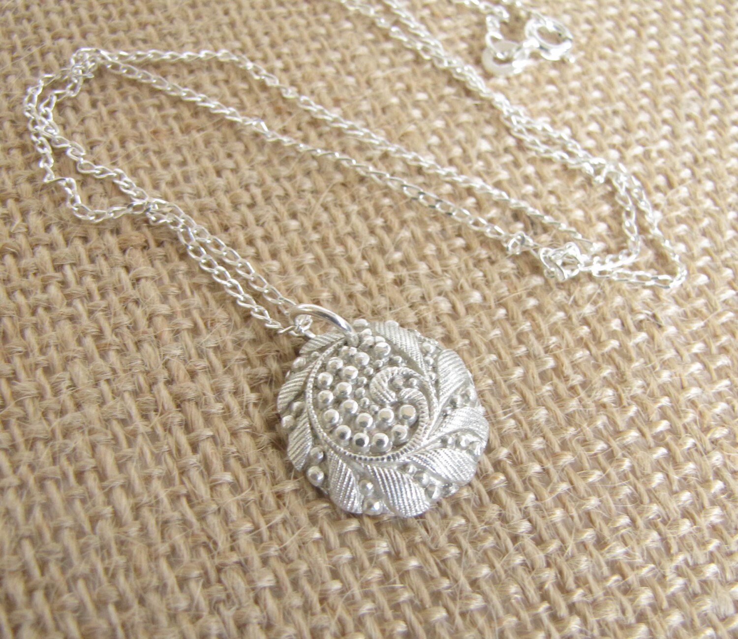 PMC Pendant , Silver Leaf Necklace , Silver Necklace Floral , Fine ...