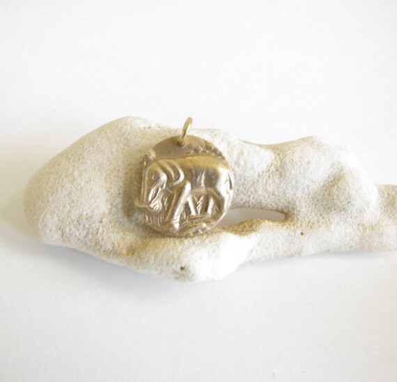 Elephant Pendant Golden Elephant Elephant golden bronze | Etsy
