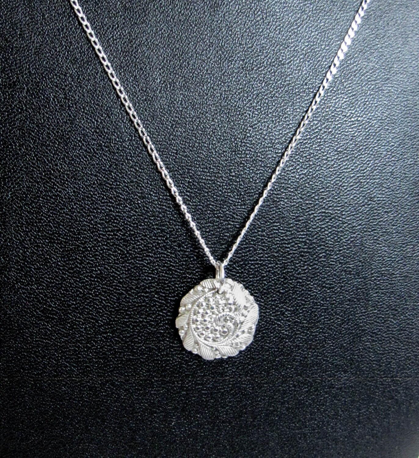 PMC Pendant , Silver Leaf Necklace , Silver Necklace Floral , Fine ...