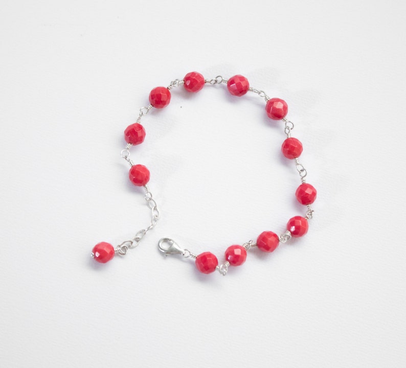 Red Coral Bracelet or Anklet Faceted Coral Sterling Silver - Etsy