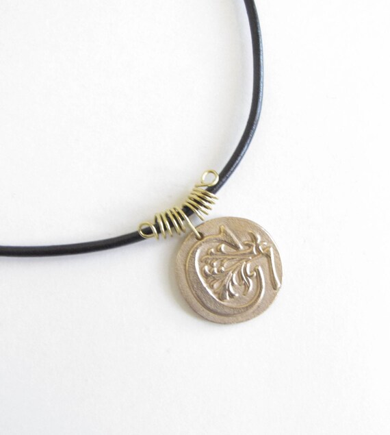 Initial Necklace C Monogram Pendant c Wax Seal | Etsy