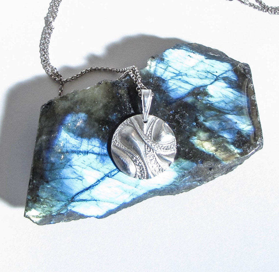 PMC Pendant , Wave Necklace , Minimalist Pendant , Fine Silver Necklace ...