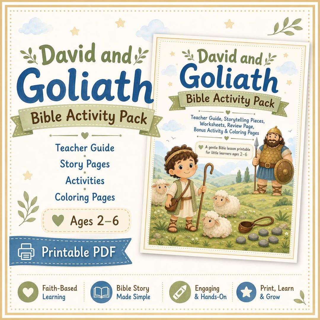 David and Goliath Bible Activity Pack for Kids (printable PDF) - Etsy