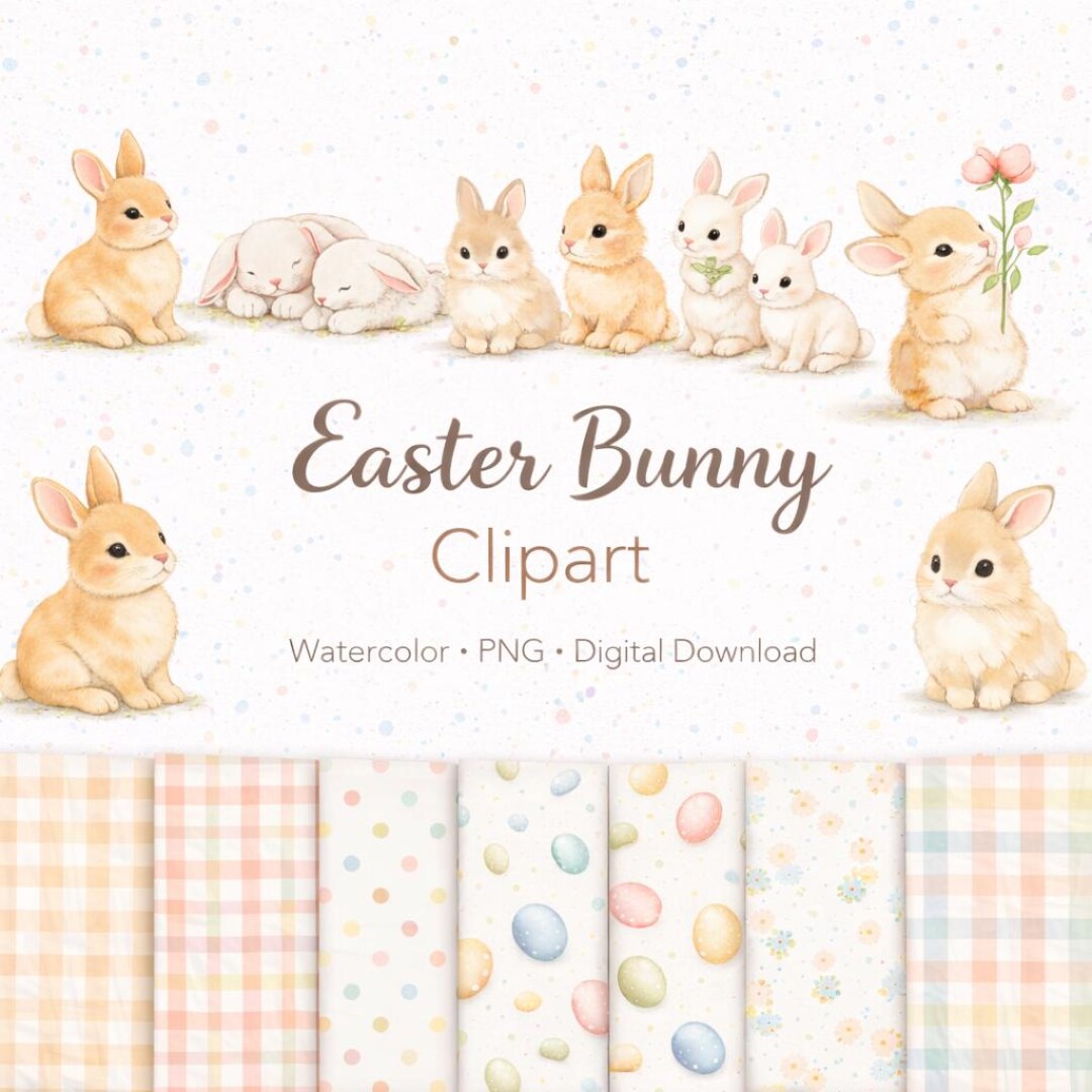 Watercolor Easter Bunny Digital Kit - Etsy