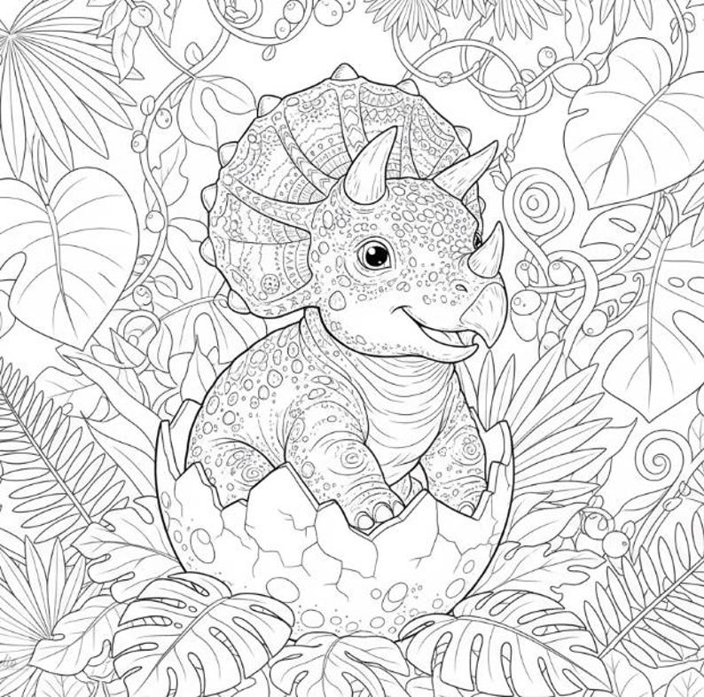 50 Realistic Dinosaur Coloring Pages for Children Ages 3 to 8 ...