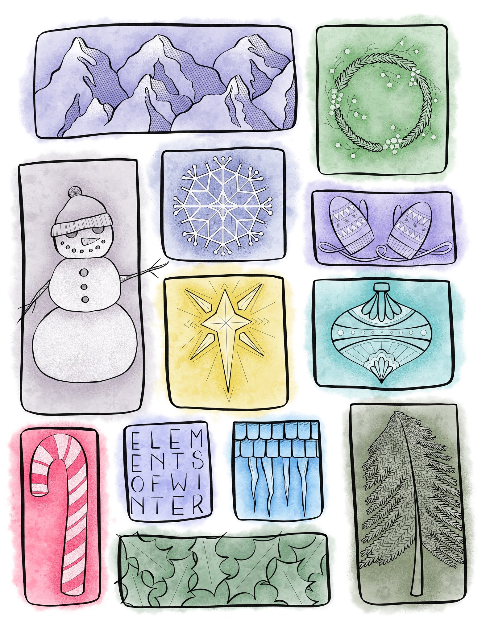 Seasonal Elements: Set of 4 Cards - Etsy