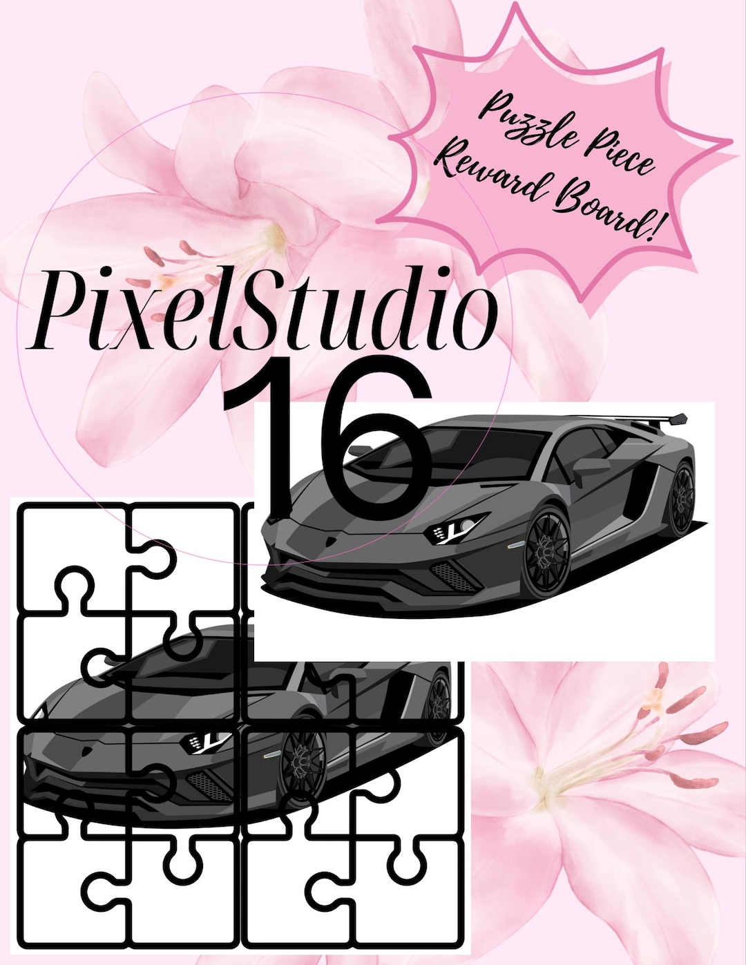 Sports Car Reward Board | Puzzle Token System | Behavior Incentive ...